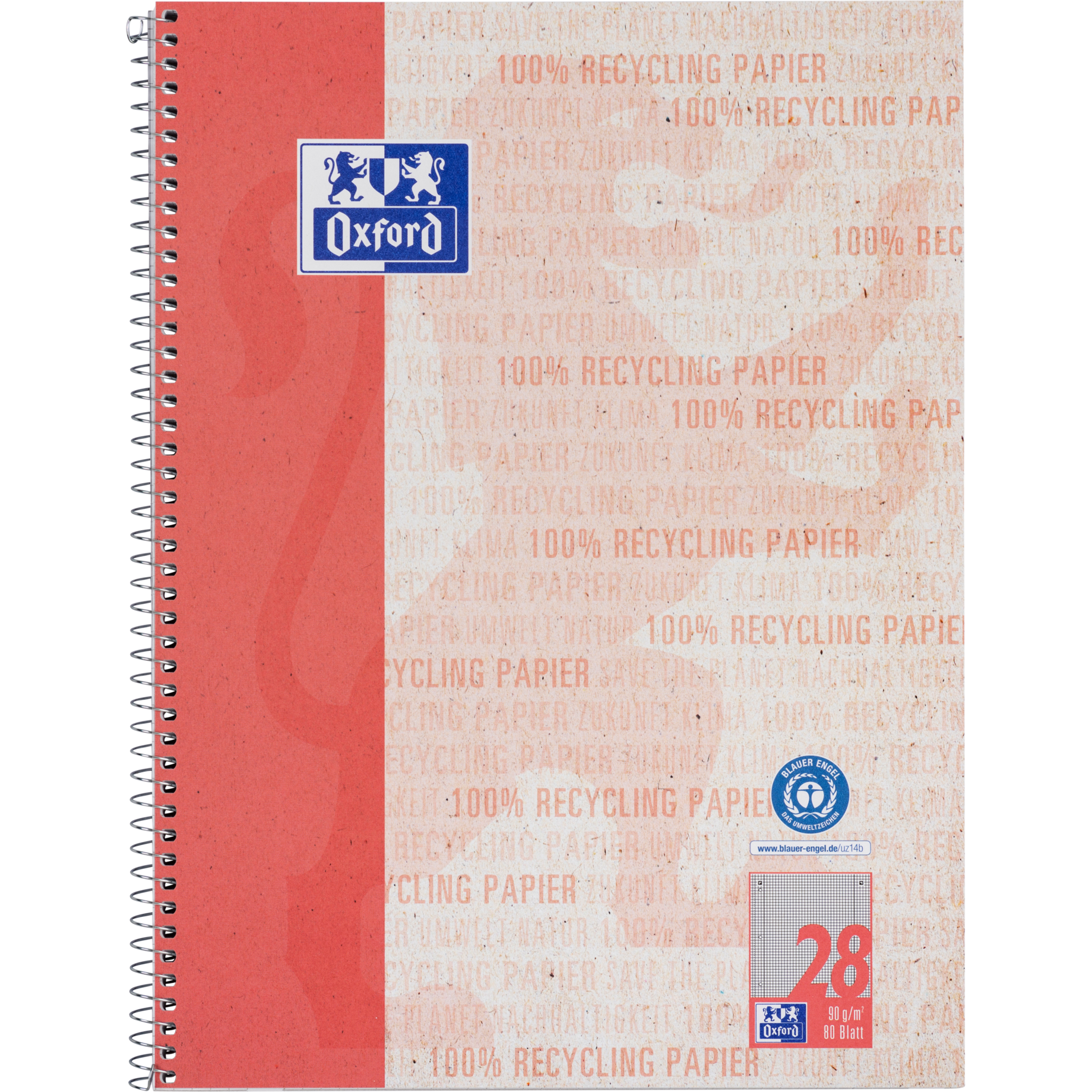 Collegeblock Recycling | kariert, LIN 28 mit Rand li + re | 10032881